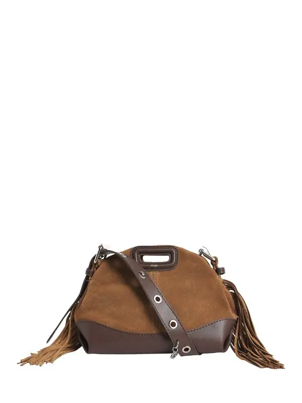 Maje Miss M" Suede And Leather Top Handle Bag - Brown
