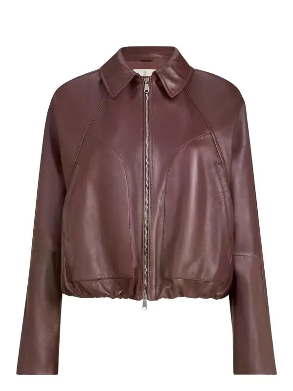 Brunello Cucinelli Nappa Leather Drawstring Jacket With Monili - Red