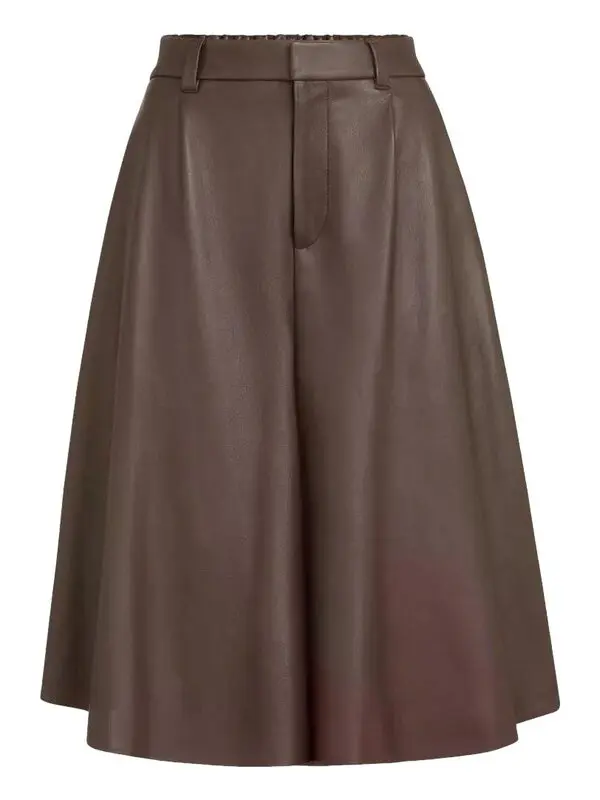 Brunello Cucinelli Nappa Leather Wide Bermuda Shorts With Monili - Brown