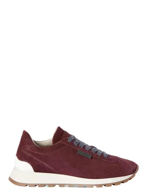 Brunello Cucinelli Suede Runners With Monili Decoration - Red