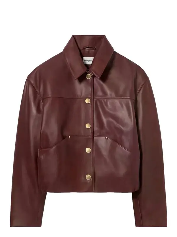 Claudie Pierlot Oversized Leather Jacket - Brown