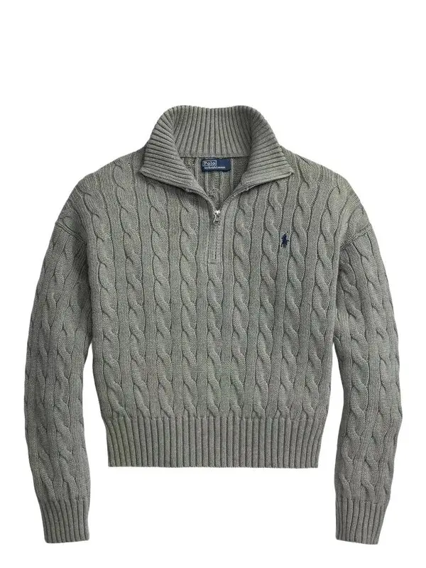 Polo Ralph Lauren Cable-knit Quarter-zip Sweater - Grey