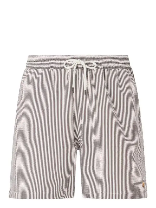 Polo Ralph Lauren Traveler Striped Seersucker Swim Shorts - Brown
