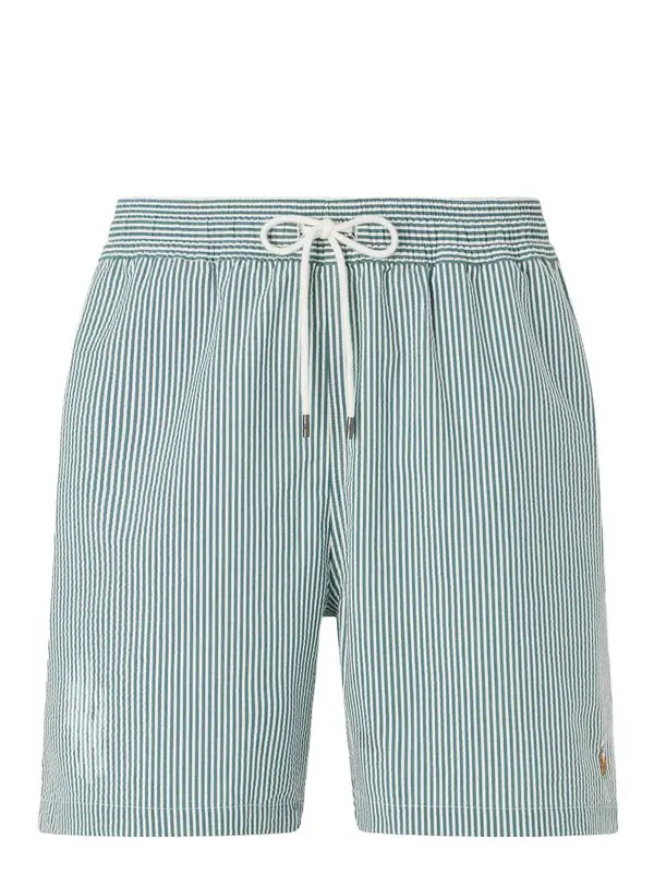 Polo Ralph Lauren Traveler Striped Seersucker Swim Shorts - Green