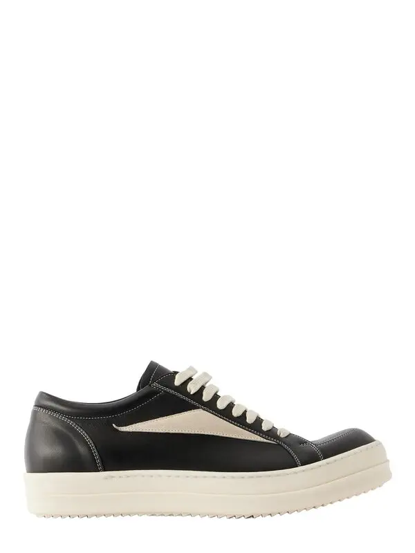 Rick Owens Suede-trimmed Leather And Rubber Sneakers - Black