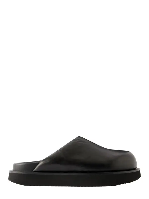 Rick Owens Padded Leather Platform Mules - Black