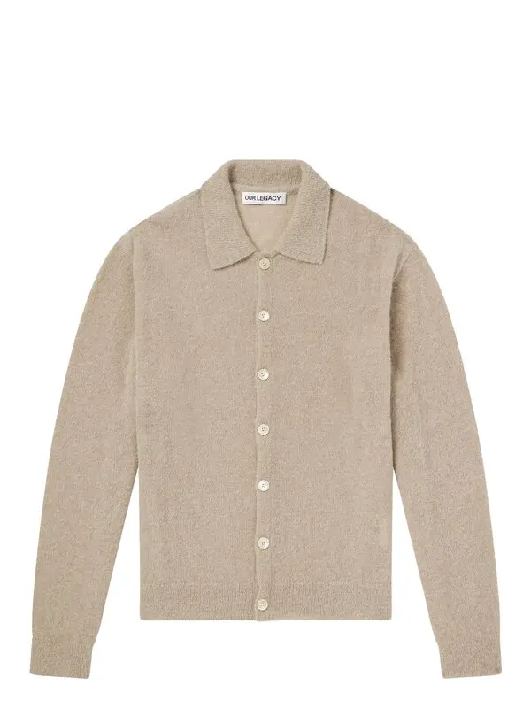 Our Legacy Evening Polo Alpaca And Wool-blend Cardigan - Neutrals