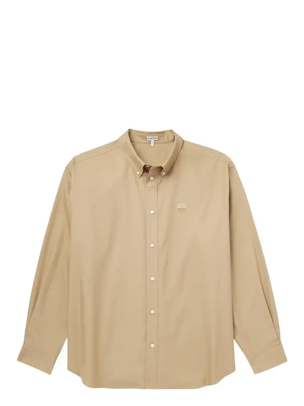 Loewe Anagram-embroidered Cotton Shirt - Neutrals