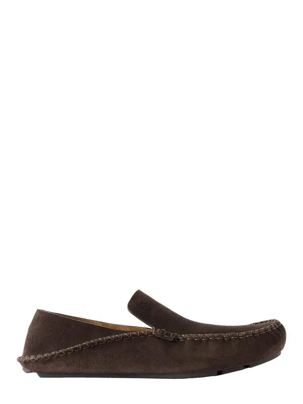 Loewe Rambla Suede Driving Loafers - Brown