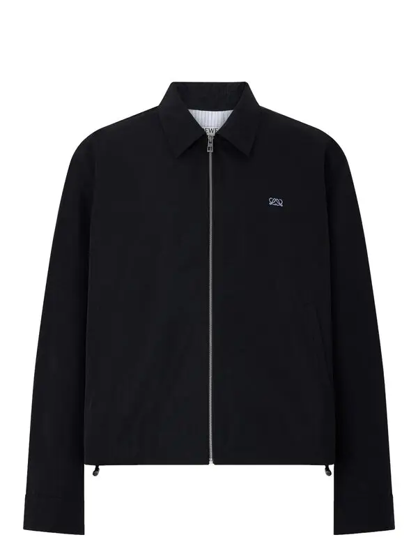 Loewe Logo Embroidered Cotton-blend Zip-up Jacket - Black