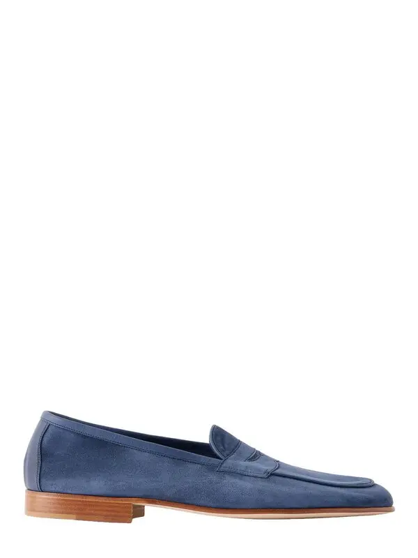 EDWARD GREEN Polperro Suede Penny Loafers - Blue