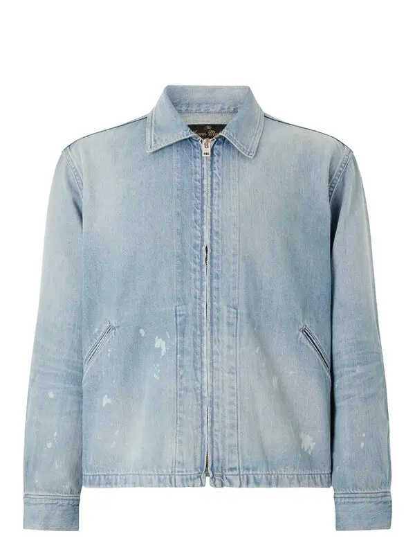 FULLCOUNT Distressed Denim Zip-up Jacket - Blue