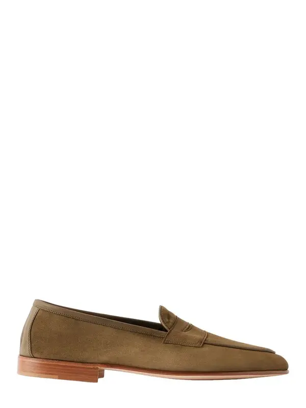 EDWARD GREEN Polperro Suede Penny Loafers - Green