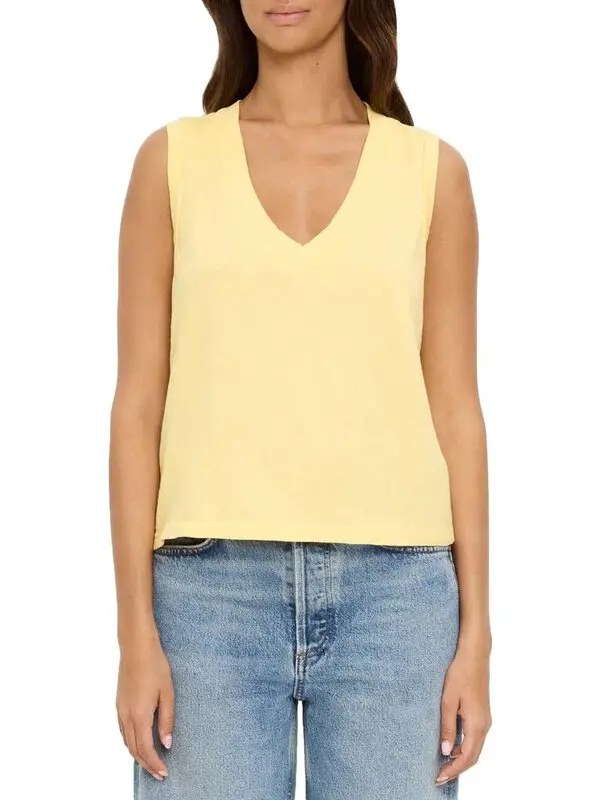Michael Stars V-neck Cotton Slub Top - Macaw