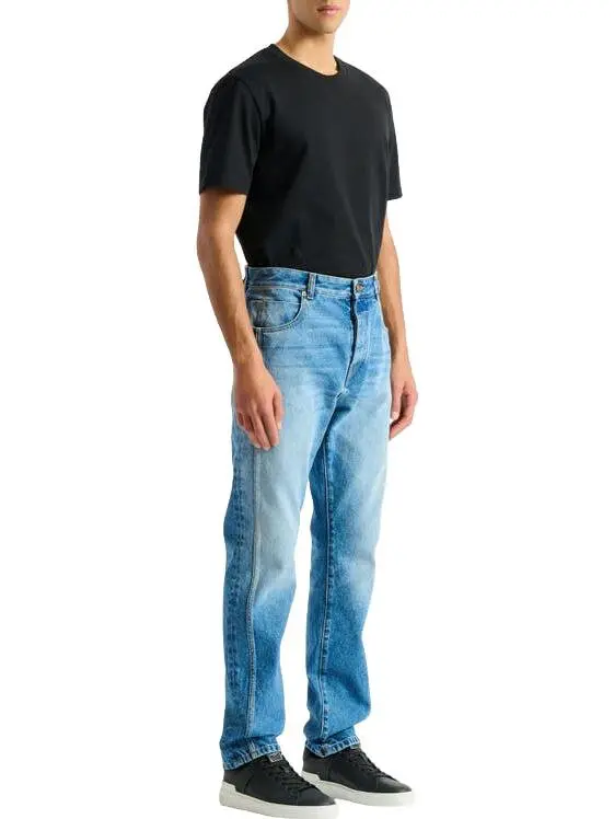 Balmain Straight-leg Faded Denim Jeans - Blue