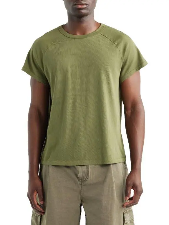 ELWOOD Raglan Sleeve Cotton T-shirt - Olive