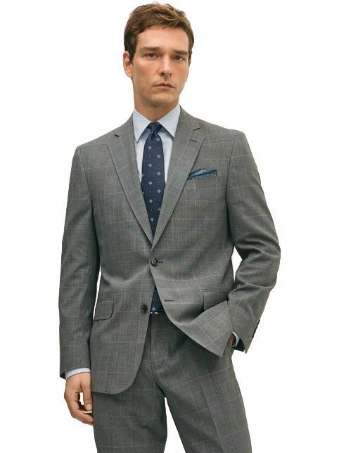 Brooks Brothers Explorer Collection Classic Fit Wool Check Suit Jacket - Grey