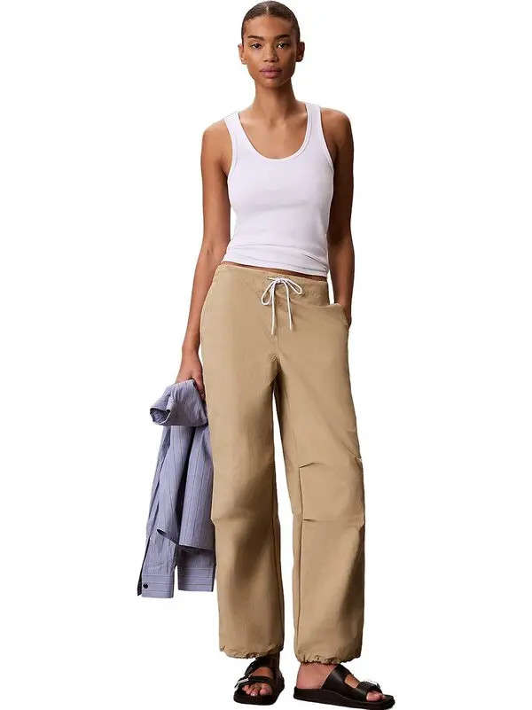 Calvin Klein Crinkle Nylon Wide Leg Pants - Cornstalk