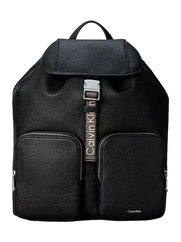Calvin Klein Strap Flap Backpack - Black