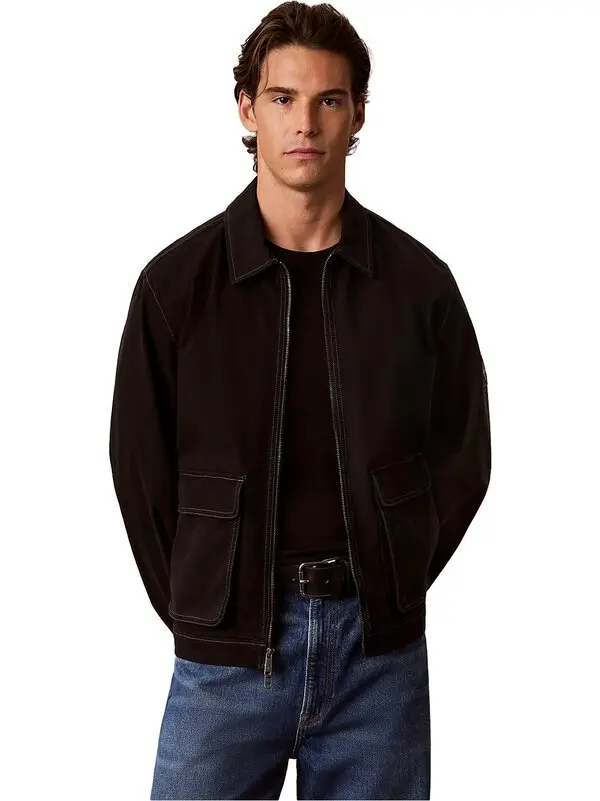 Calvin Klein Matte Canvas Jacket With Zip Closure - Black
