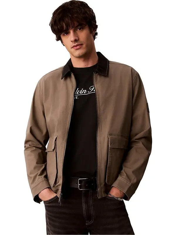 Calvin Klein Matte Canvas Jacket With Zip Closure - Bungee Cord