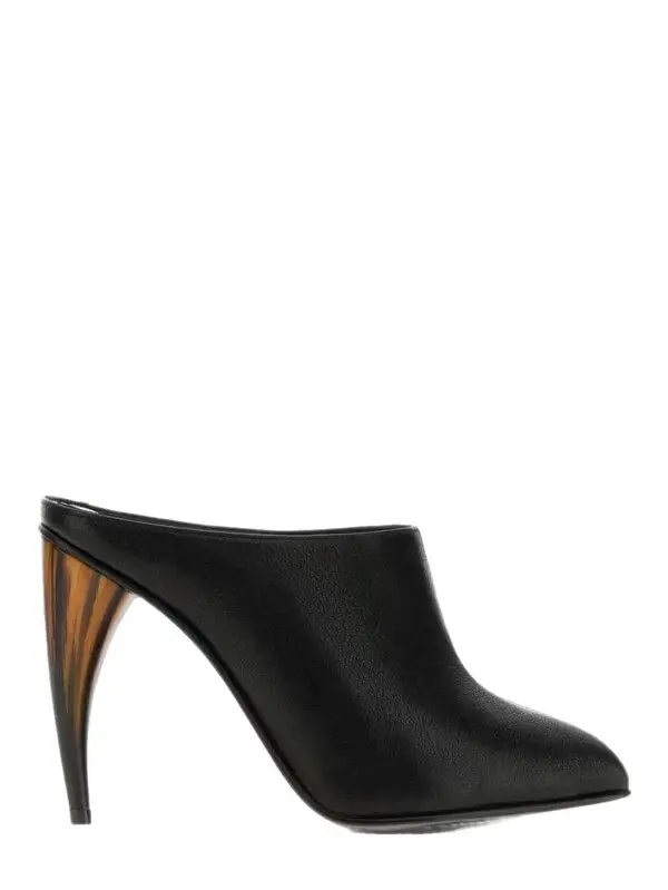 Alexander McQueen Peep-toe Horn-heel Mules - Black