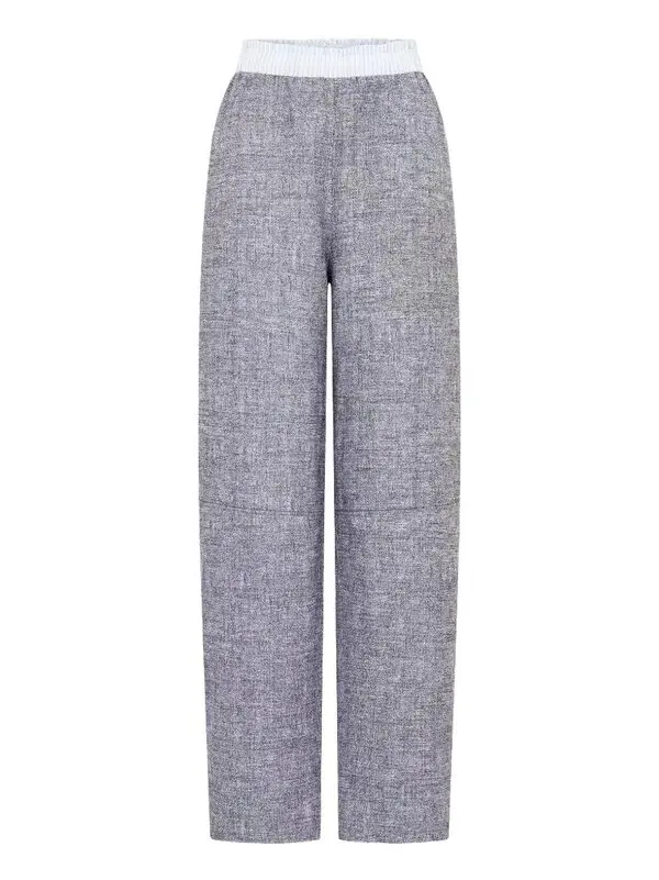 Rabanne Heathered Elasticated Waistband Straight-leg Trousers - Grey