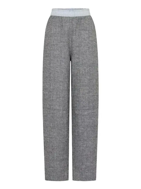 Rabanne Heathered Elasticated Waistband Straight-leg Trousers - Grey