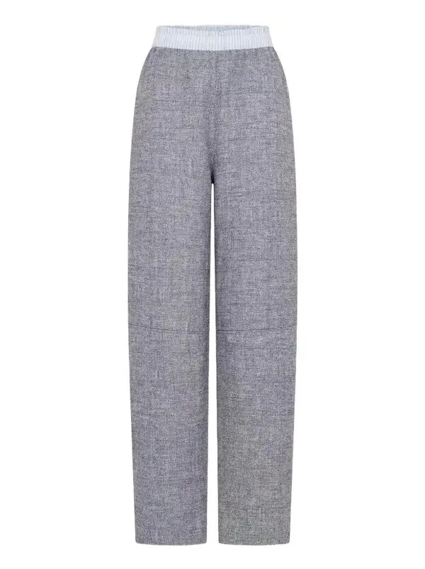 Rabanne Heathered Elasticated Waistband Straight-leg Trousers - Grey
