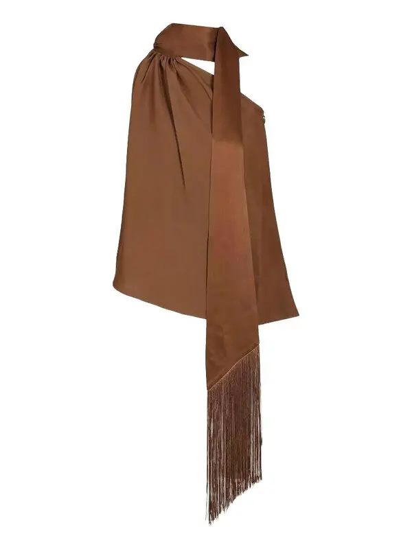 TALLER MARMO Draped Fringe Blouse - Brown