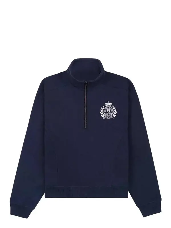 SPORTY & RICH Logo-print Quarter-zip Sweater - Blue