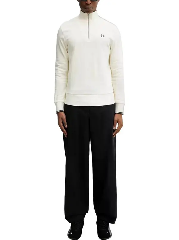 Fred Perry Half-zip Embroidered Logo Sweater - Neutrals
