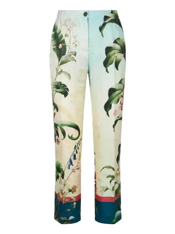 F.R.S FOR RESTLESS SLEEPERS Etere Floral-print Silk Trousers - Neutrals