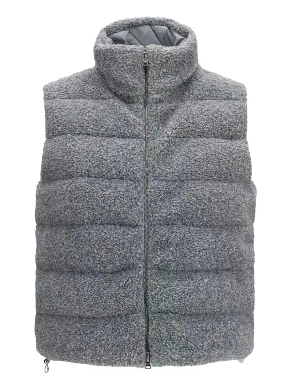 Herno Quilted Teddy-texture Gilet - Grey