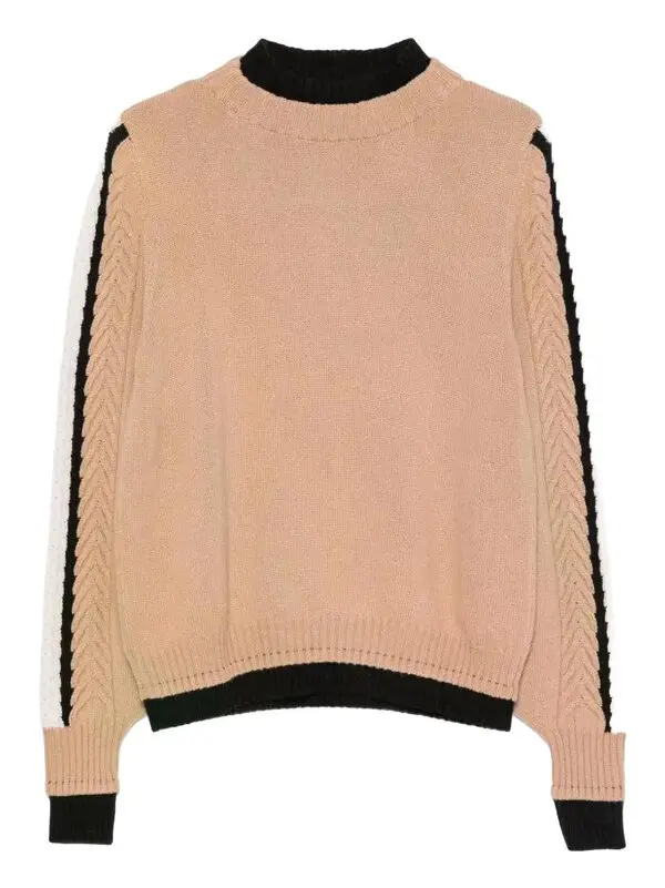 D.exterior Cable Knit Side Stripe Sweater - Neutrals