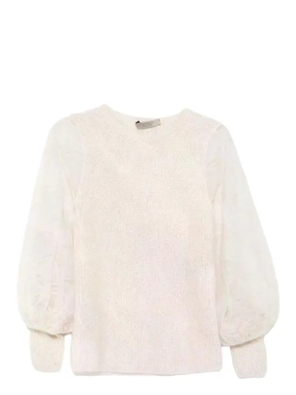 D.exterior Sequin Embellished Puff-sleeve Sweater - Neutrals