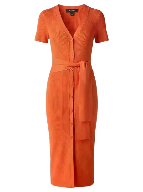 TOCCIN Agnes Ribbed-knit Midi Dress - Orange