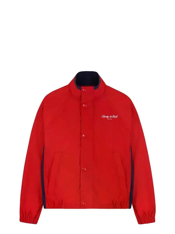 SPORTY & RICH Logo-embroidered Bomber Jacket - Red
