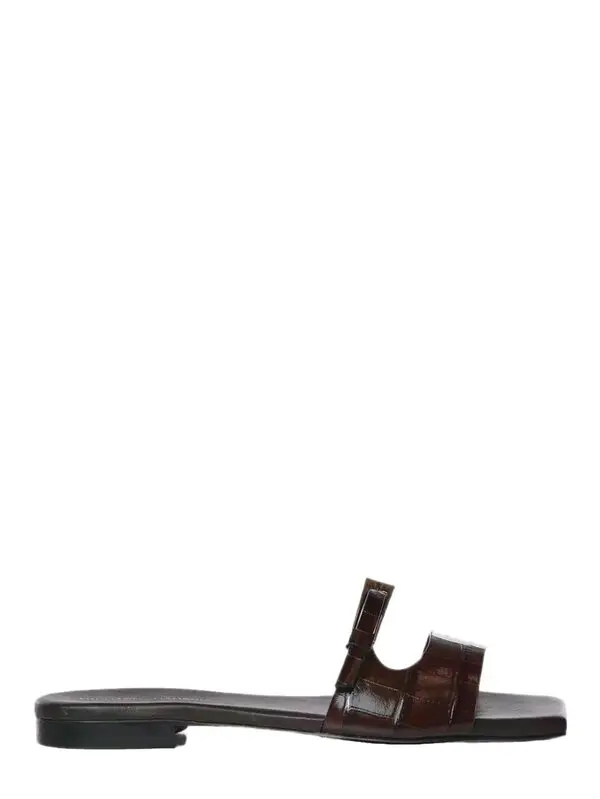 GIULIANO GALIANO Dark Croc-effect Buckle-fastening Sandals - Brown