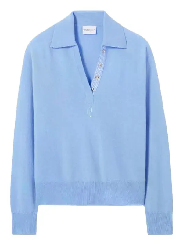 Claudie Pierlot Relaxed-fit Striped Wool And Cashmere Jumper - Blue