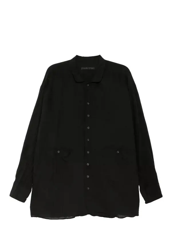 KLASICA Button-up Patch-pocket Shirt - Black