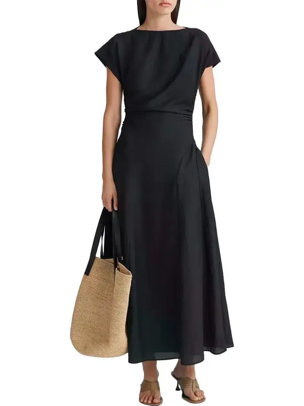 Anna Quan Skyla Gathered Midi Dress - Black