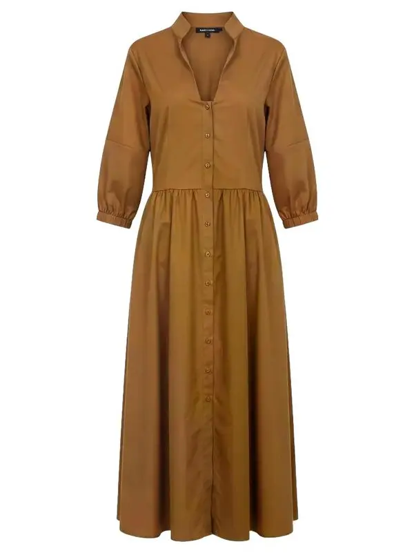 Black Label Gathered Waist V-neck Maxi Dress - Brown
