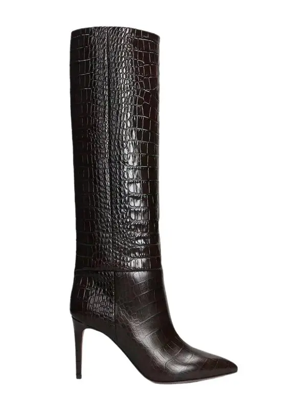 Paris Texas Croc-effect Leather Boots - Brown