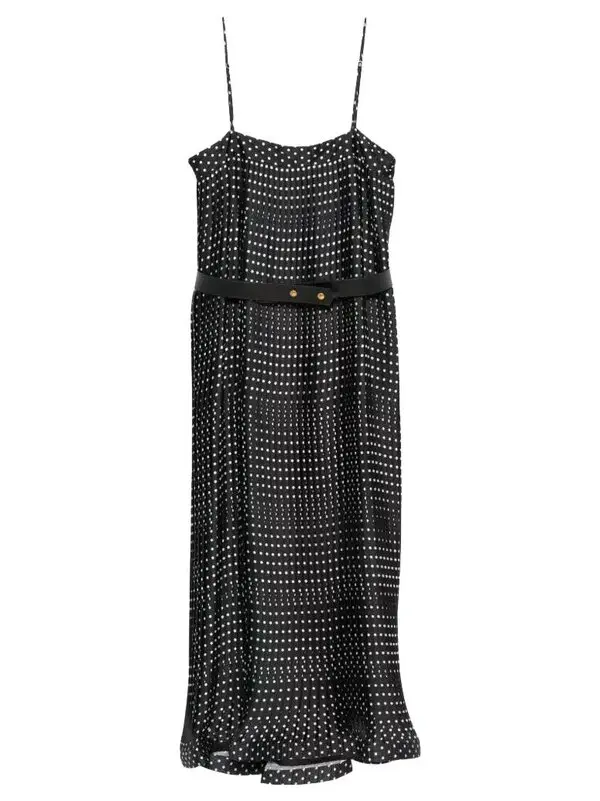 SIMONA CORSELLINI Polka-dot Pleated Midi Dress - Black