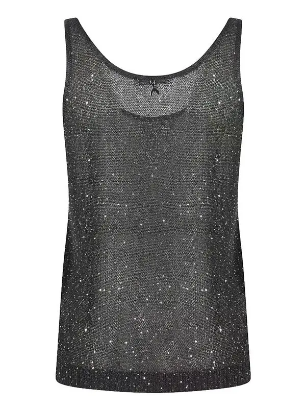 Patrizia Pepe Sequin Embellished Sleeveless Top - Black