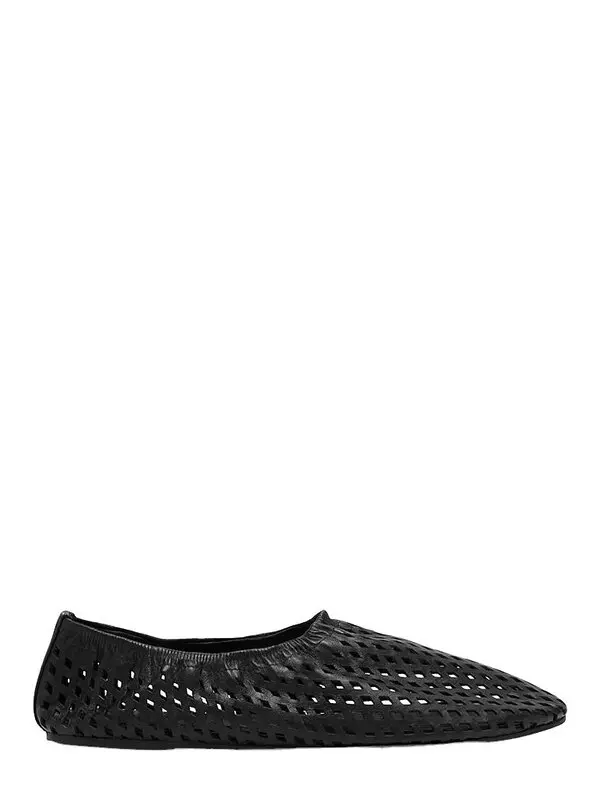 Whistles Laser Cut Leather Ballet Pumps - Black