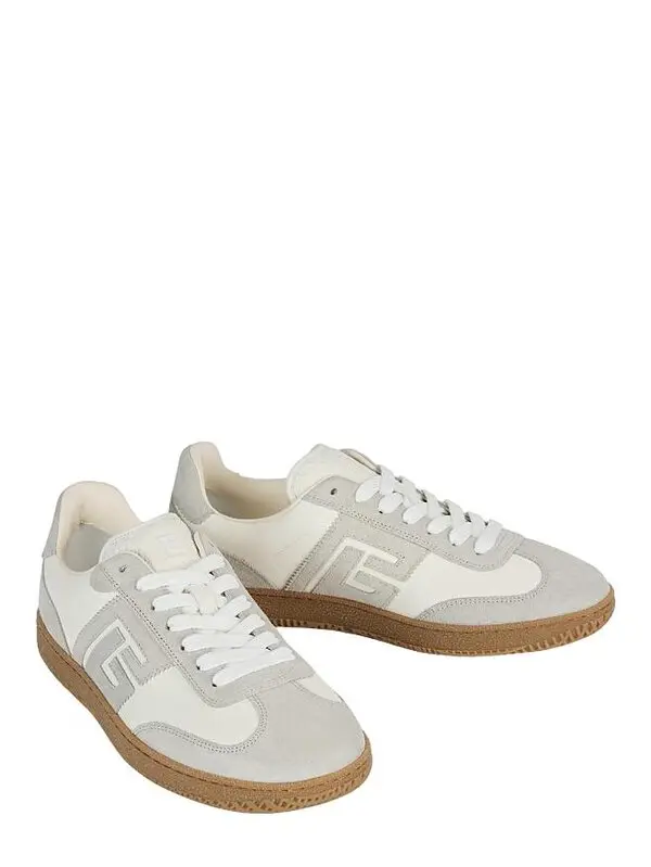 Balmain Swan Trainers In Smooth Leather And Suede - Grey