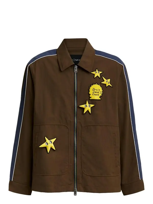 COACH Brain Dead Nylon Racer Jacket In Recycled Polyamide - Brown