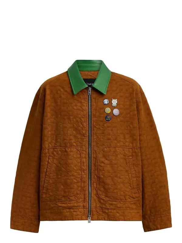 COACH X Brain Dead Zip Front Blouson Jacket With Removable Pins - Brown